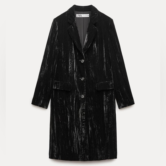Zara | Jackets & Coats | Zara Wrinkled Velvet Coat Zw Collection In ...